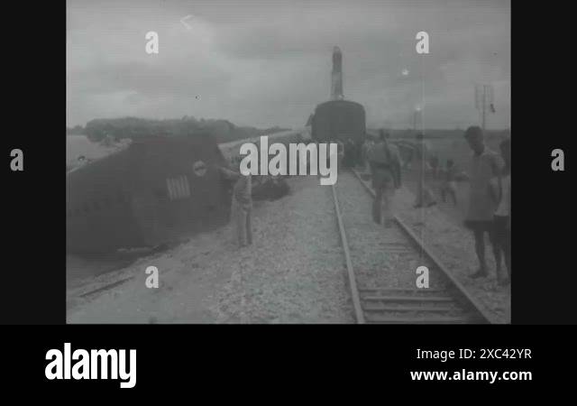 People are severely injured after a train derailment in India in 1967 ...
