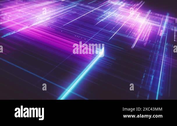 Advanced 3d Technology Digital Neon Grid/ Animation of an abstract ...