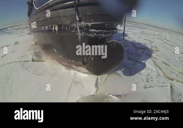 A Coast Guard cutter boat breaks ice on the Chesapeake Bay Stock Video ...