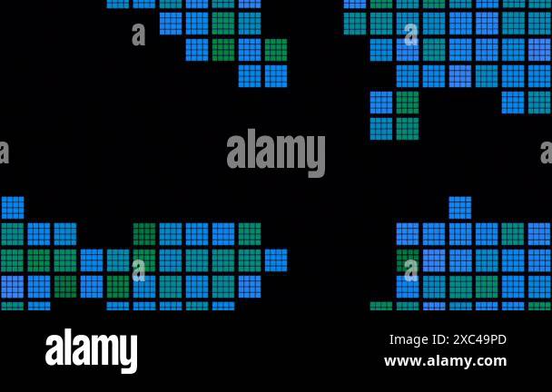 Retro background with moving mosaic squares on black background. Design ...