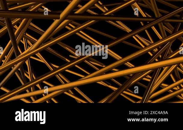 Golden lines in 3D Motion. Black footage on a golden-hued building in ...