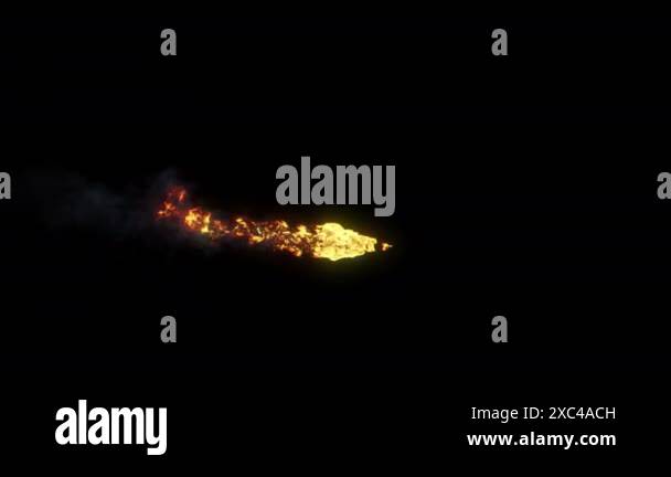 Missile or meteor fire trail effect, fire effect that goes from left to ...