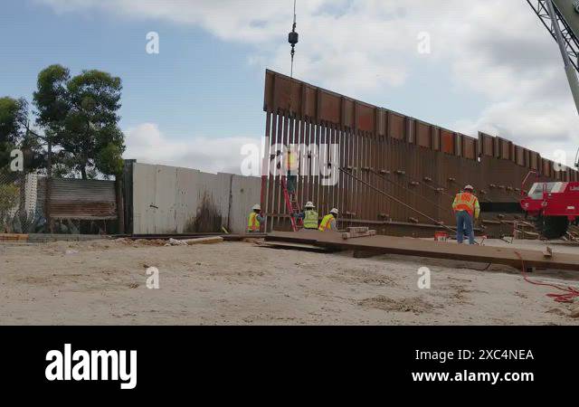 2010s - Fast motion footage shows construction workers beginning work ...