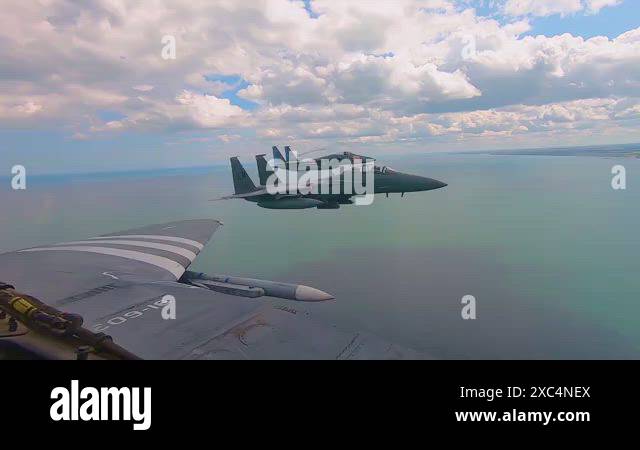 48th Fighter Wing heritage F-15 aircraft perform a missing man ...