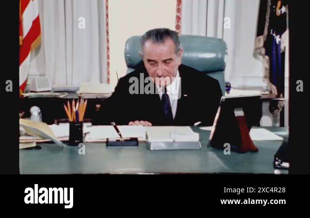 President Lyndon B Johnson, while still in office, reflects on being ...