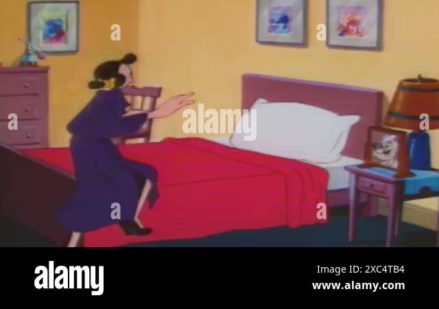 1954 - In this animated film, Olive Oyl turns around Popeye's portrait as she gets ready for bed ...