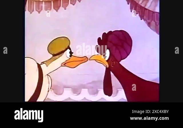1937 - In this animated film, a duck beats up a rooster sultan for ...