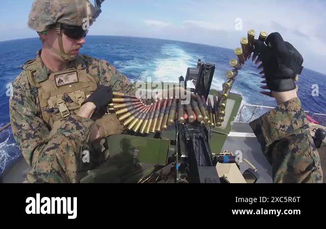 2020 Helmet camera view of shipboard US Marine Joint Light Tactical ...