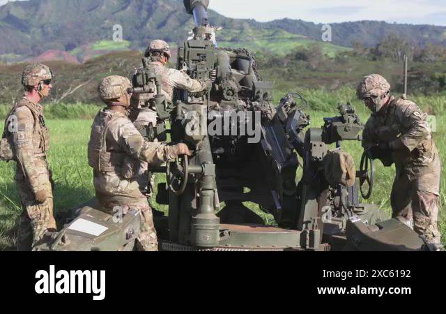 2019 U.S. Army soldiers load and fire M777 Howitzer and deplane from ...