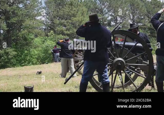 2021 Civil War reenactment enthusiasts, dressed as Federal soldiers ...