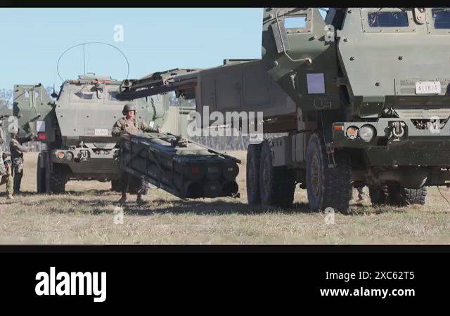 2021 Soldiers and truck mounted High Mobility Artillery Rocket System ...