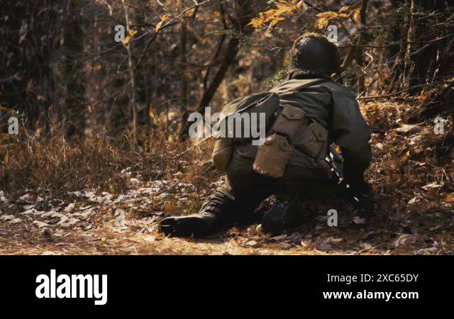 2019 Slow motion World War II reenactors shoot rifles and recreate ...