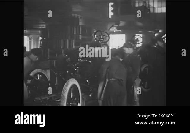 USA - 1920s - early Model T Fords are built and roll off the factory ...