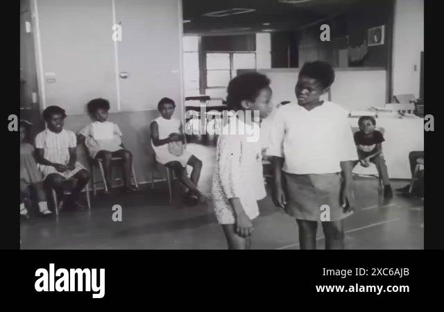 USA - 1971 - Young boys in an acting workshop act out a fight while ...