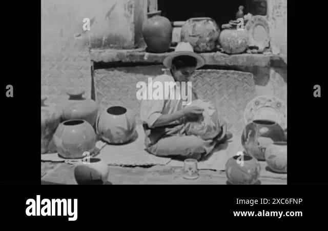 MEXICO - 1940s - Mexican potters polish their work, while other artists ...
