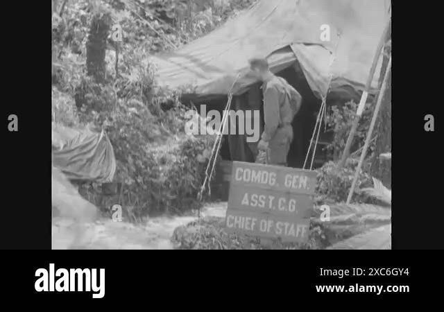 1945 - Admiral William Halsey visits Major General A Arnold of the 76th ...