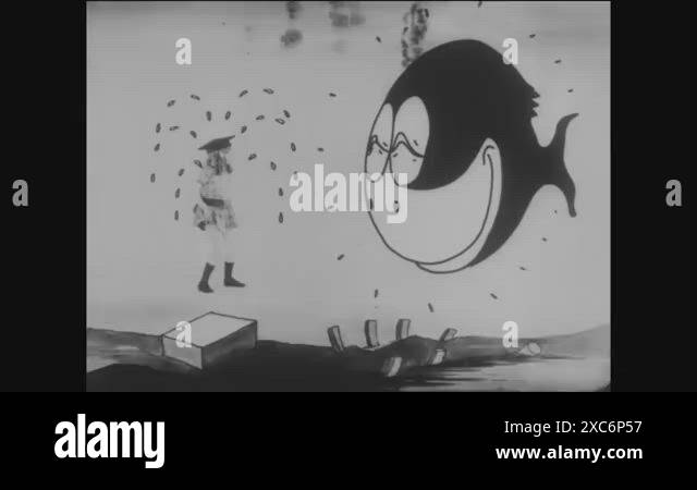 1924 - In this animated film, a hungry fish swims after a live-action ...