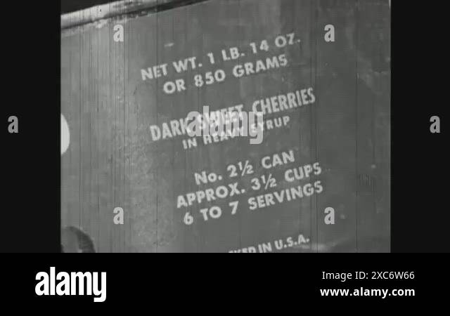 1950 - Different kinds of labels on canned foods are explained Stock ...