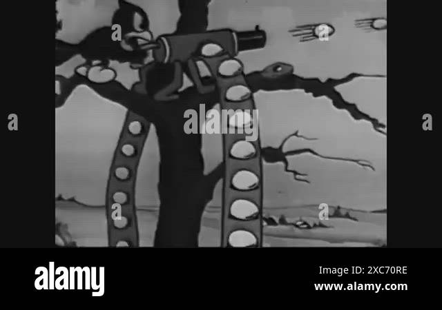 1932 - In this animated film, birds shoot down a flying cat with a ...