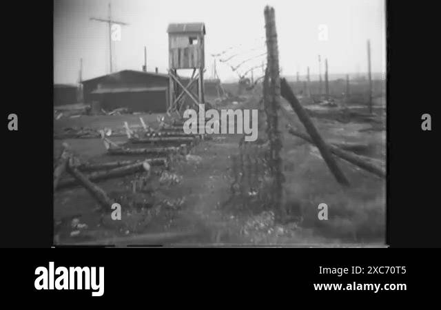 1945 - Wreckage of concentration camp near the Landsberg prison. US ...