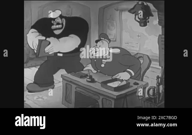 USA - 1936 - In this animated film, Bluto shows an army recruiter a ...