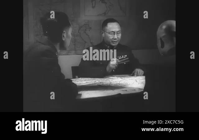 CHINA - 1944 - He Yingqin, the Chinese Army's chief of staff, goes over ...