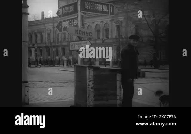 GERMANY - 1947 - Russian road signs and building signs in the Soviet ...