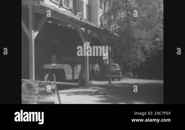 GERMANY - 1947 - Men record messages and play a record at the ...