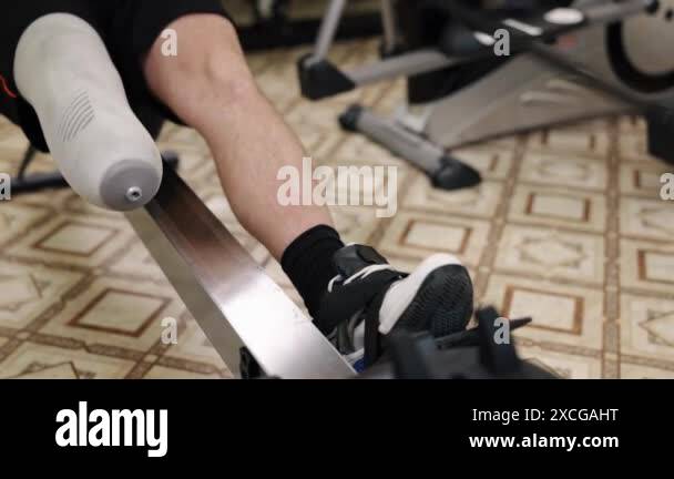 prosthetic leg exercising, Gym training, Workout adaptation. At health ...