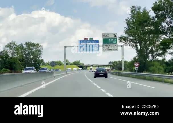 Selestat, France - June 6 2024 : Highway A35 in Alsace, France, with ...