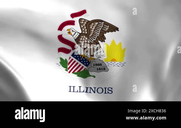 Illinois flag in the wind. Detailed fabric texture. Seamless looped animation Stock Video ...