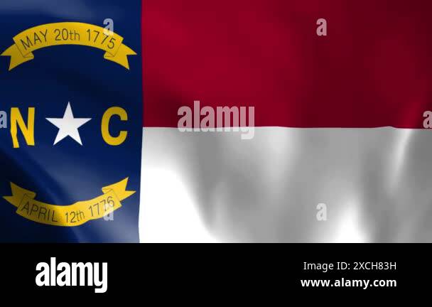 North Carolina flag in the wind. Detailed fabric texture. Seamless looped animation Stock Video ...