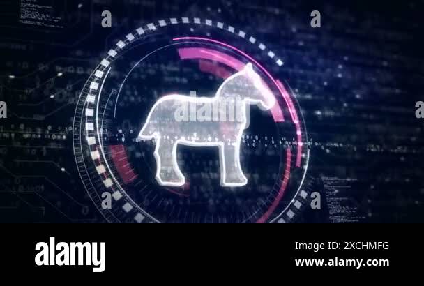 Trojan virus cyber crime and security breach symbol digital concept ...