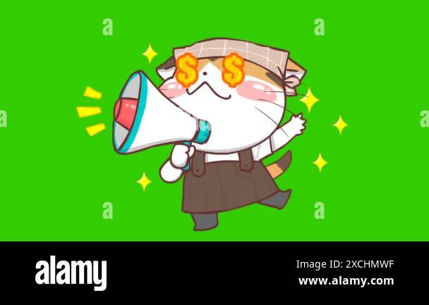 Animated Coffee Shop Employee Asking for Salary with Megaphone Stock ...