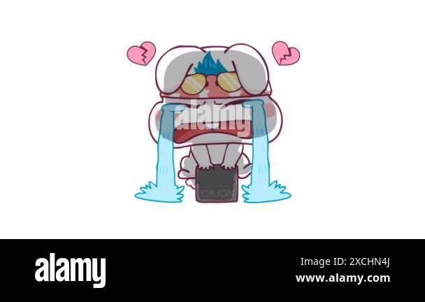 Crying Rabbit Animation with Spotlight Stock Video Footage - Alamy