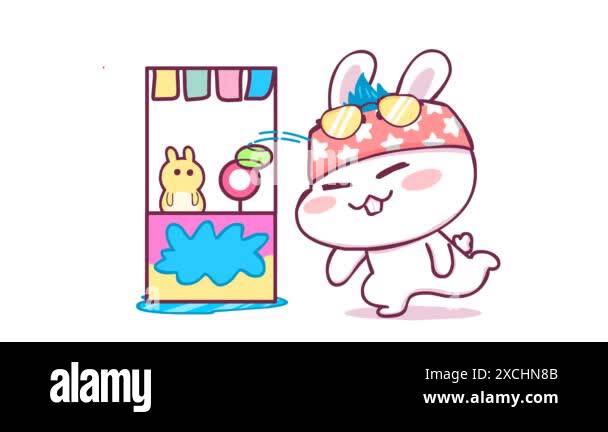 Animated Rabbit Throwing Ball at Funfair Stock Video Footage - Alamy