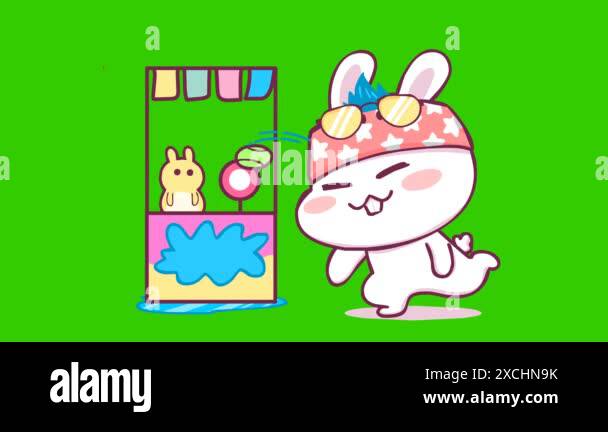 Animated Rabbit Throwing Ball at Funfair Stock Video Footage - Alamy