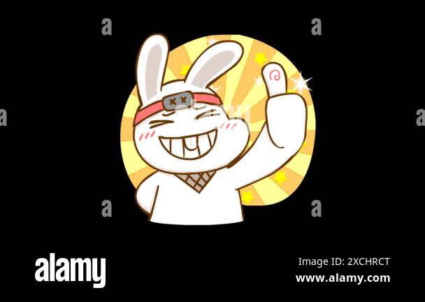 Animated Ninja Rabbit Giving Thumbs Up Stock Video Footage - Alamy