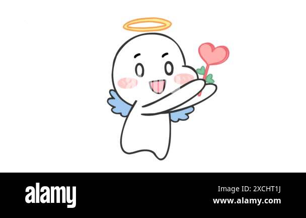 Animated Little Angel Giving a Heart Stock Video Footage - Alamy