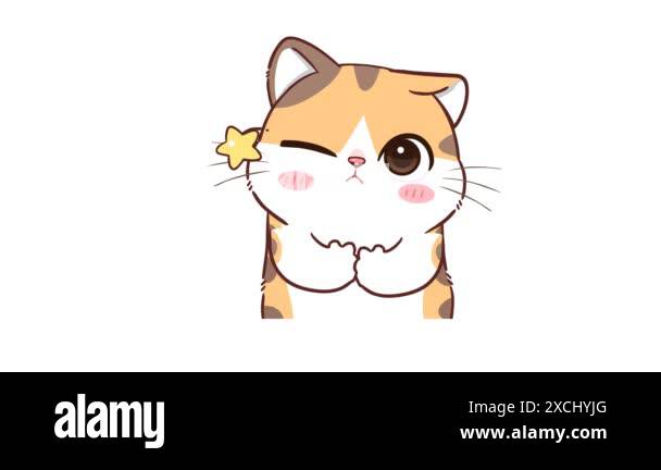 Animated Little Cat Making Heart Shape with Hands Stock Video Footage ...