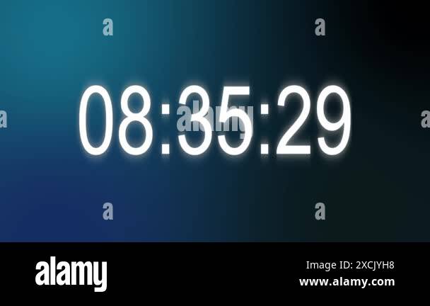 countdown Time 08:35.00 Timecode numbers on a black background. Real ...