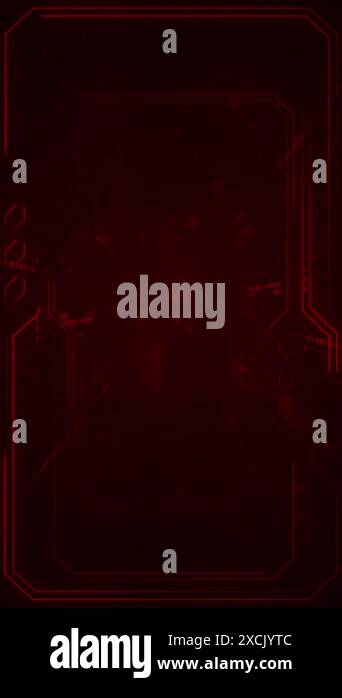 Vertical Video Futuristic Glowing Red Grid Network Of Blinking Digital Data Lights And