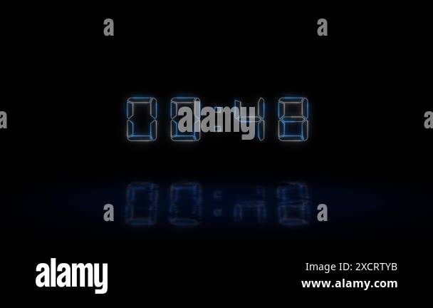 Digital clock time animation. beginning of every hour. Simple led twenty four numbers. Time ...