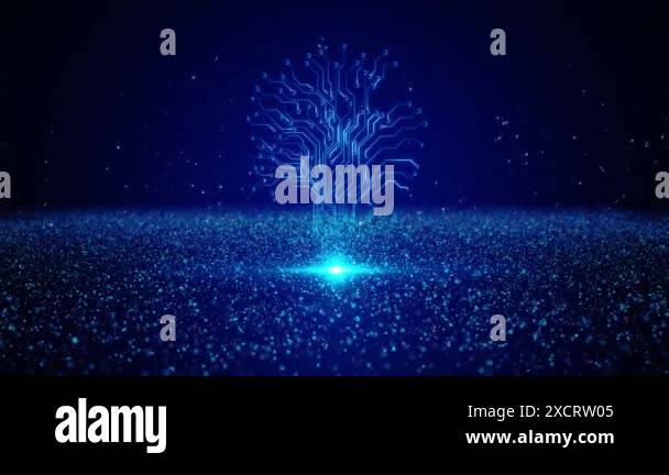 Digital optical fiber sci-fi wave network flow particles, hi-tech mesh ...