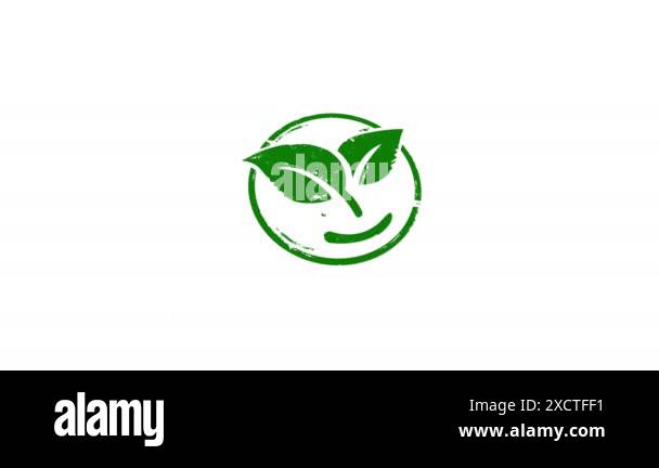 Leaf smile eco friendly symbol stamp and hand stamping impact isolated ...