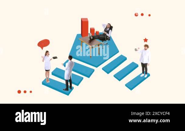 Stop motion. Animation. Professional employees working on new business ...