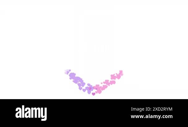 Heart frame made of pink and purple hearts animation on a white ...