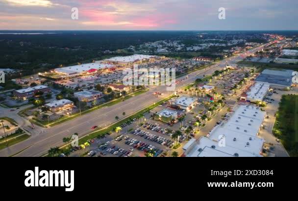 American wide road and strip mall plaza in North Port, Florida ...
