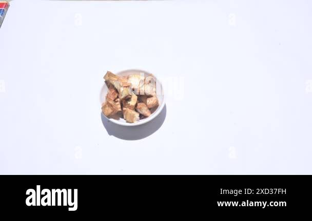 Chopped raw jackfruit. Unripe jackfruit has been cut into small, bite ...