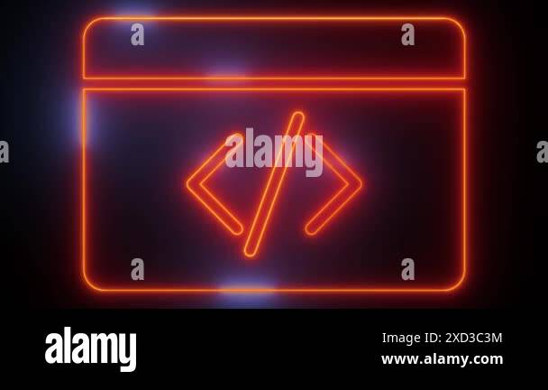 Neon Coding Brackets Dynamic Programming Icon Set Elevate Your Tech Visuals With Our Dynamic